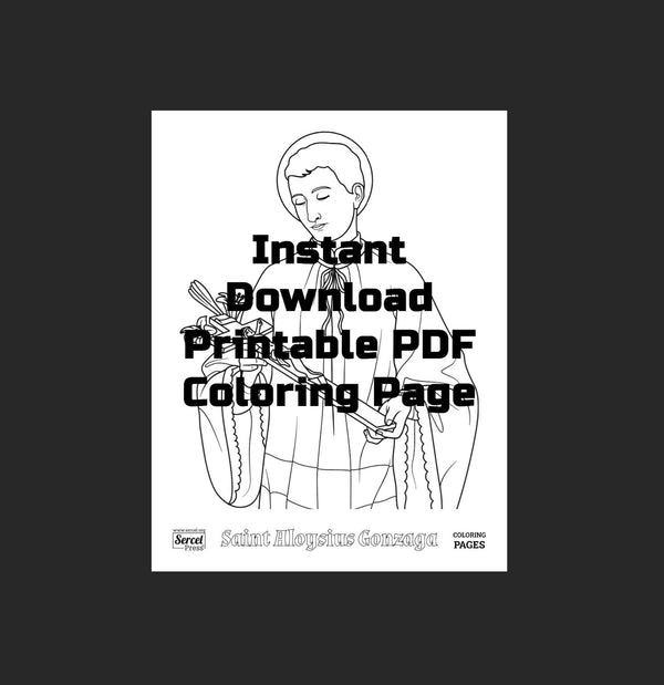 Saint Aloysius Gonzaga, Printable Catholic Coloring Page, High-Resolut ...